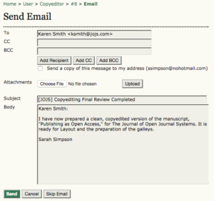 Copyeditor Home Page | Open Journal Systems