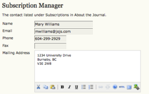 Subscriptions | Open Journal Systems