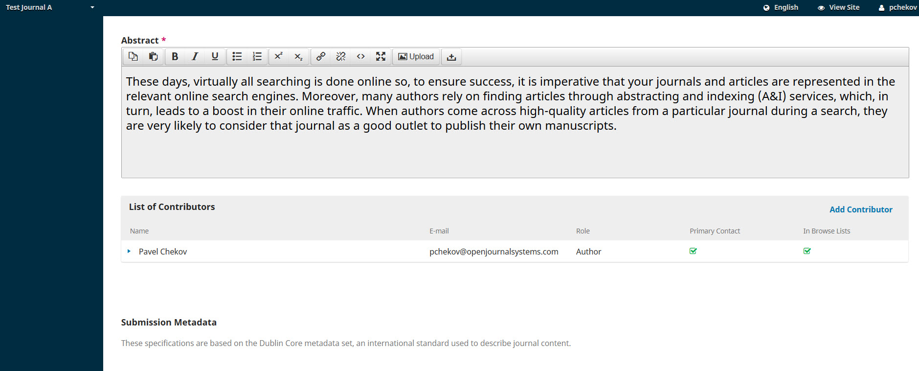 OJS 3 author submission step 3 contributors | Open Journal Systems OJS 3 author submission step 3 contributors | Open Journal Systems