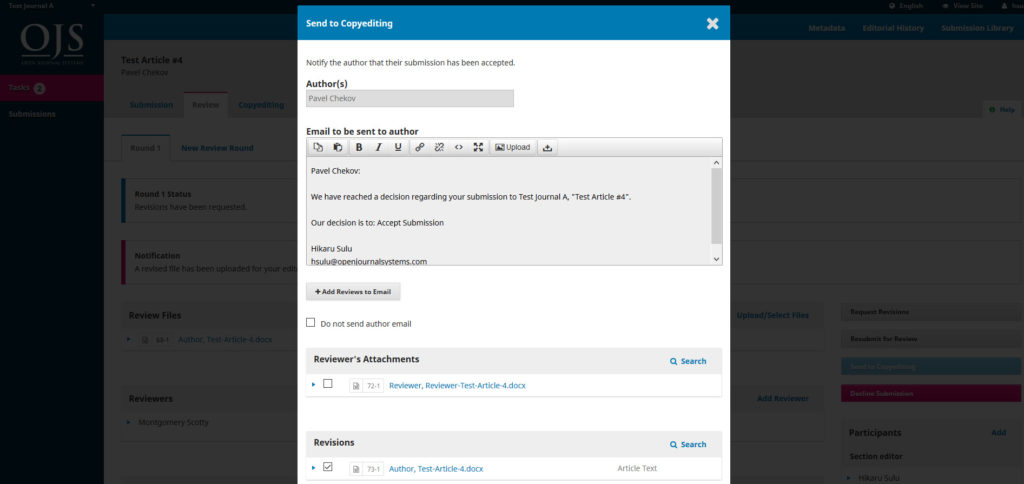OJS 3 review send to copyediting accept | Open Journal Systems