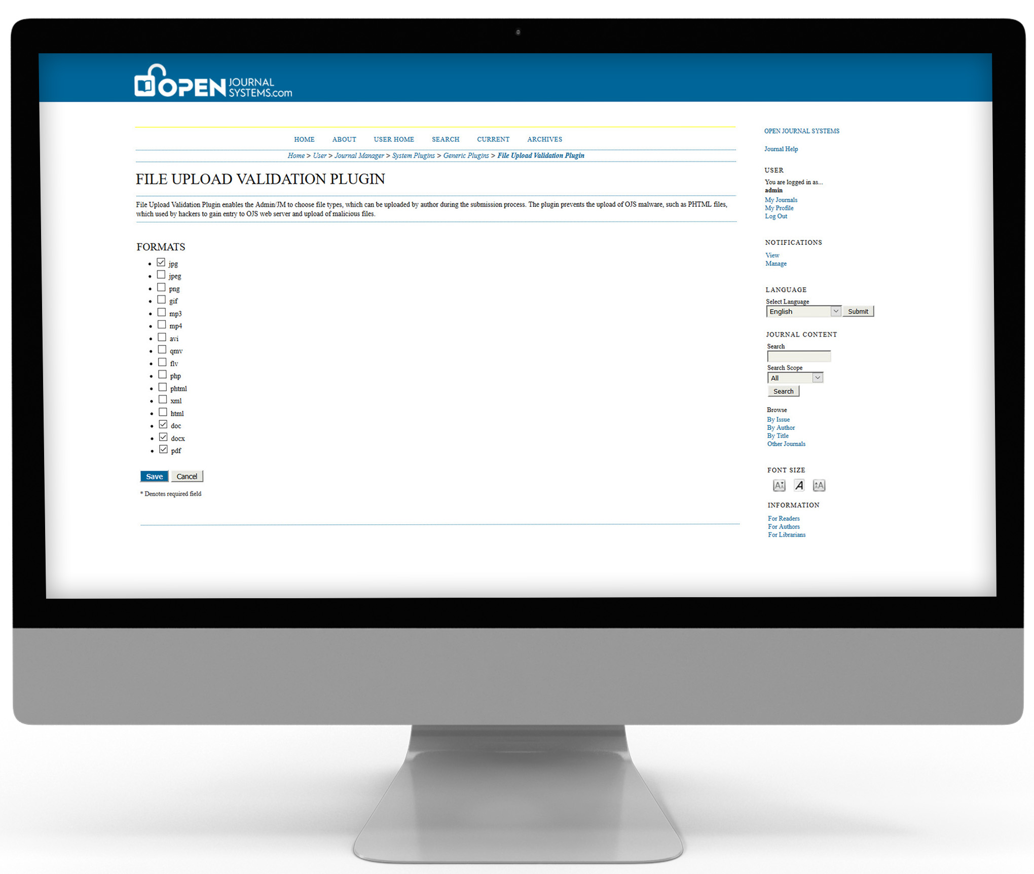OJS file upload validation plugin | Open Journal Systems